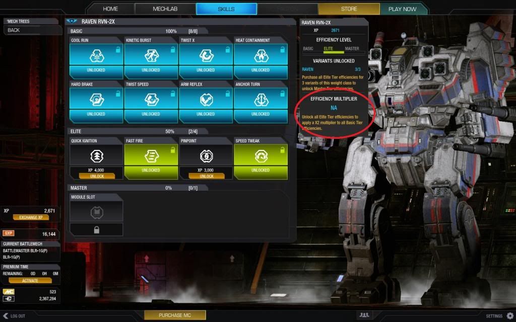 MWO: Forums - Bug Elite Tier Efficiencies?